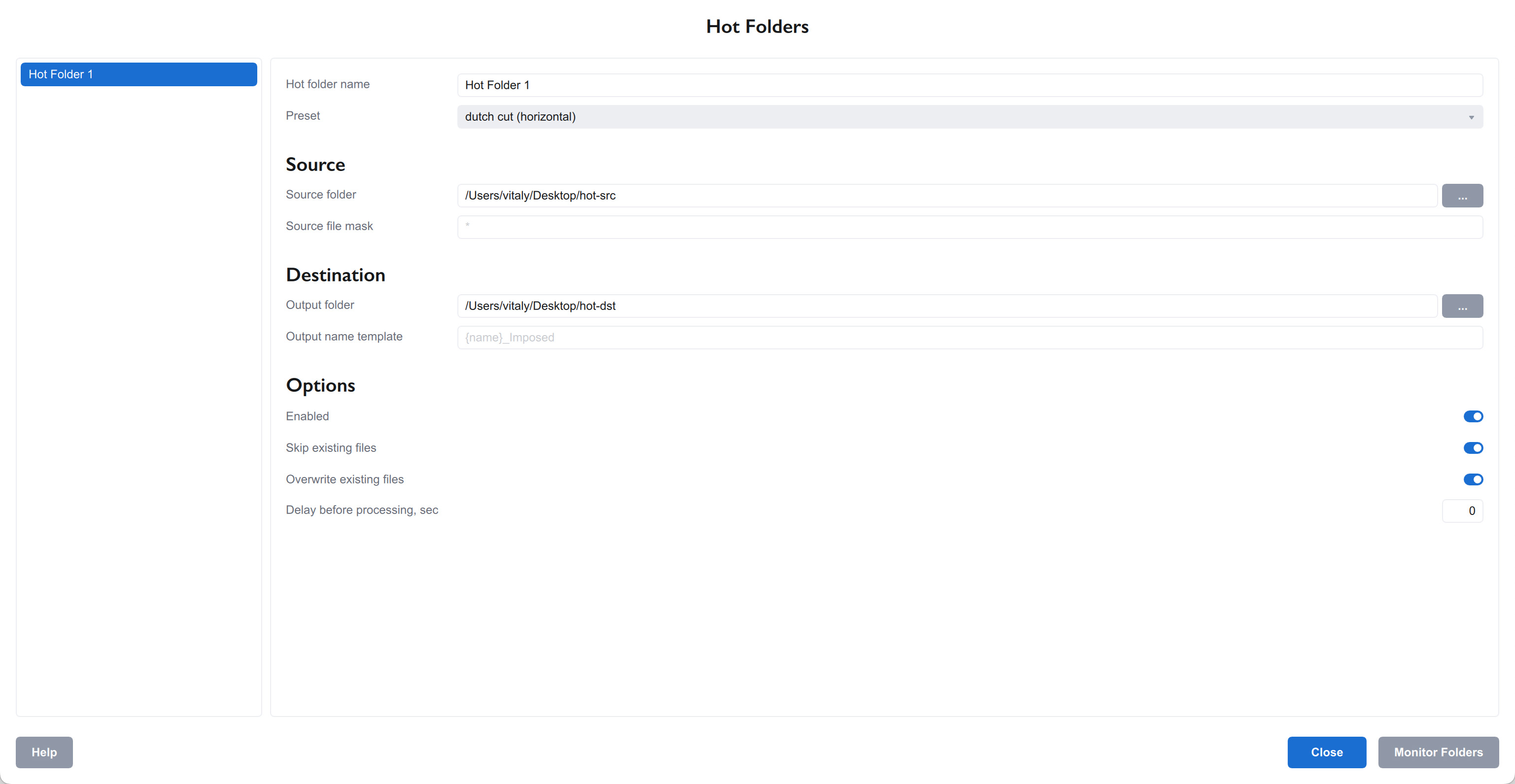 Hot Folder Processing in Imposition Wizard