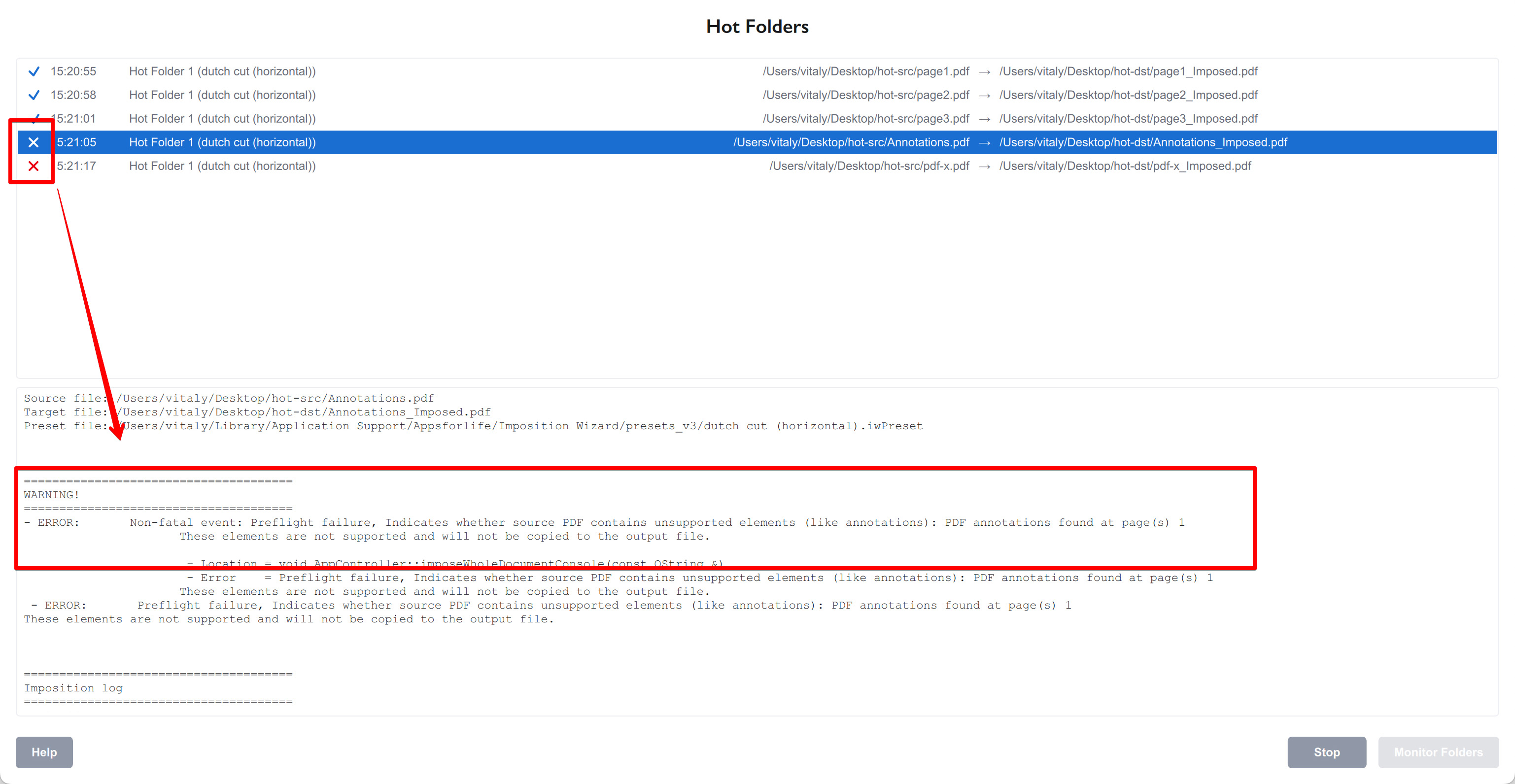 Hot Folder Processing in Imposition Wizard