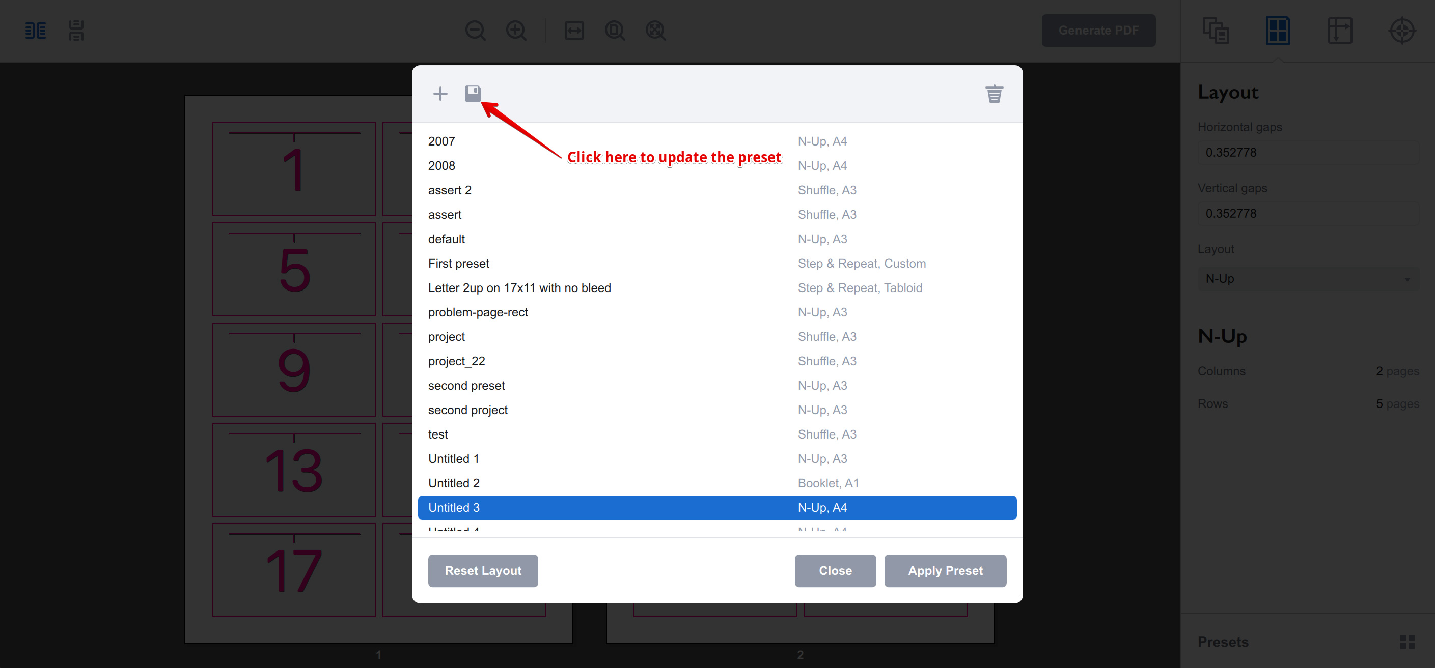 Presets in Imposition Wizard