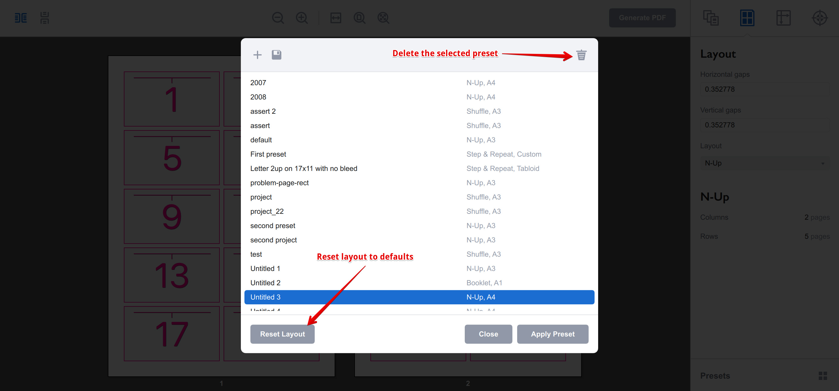 Presets in Imposition Wizard