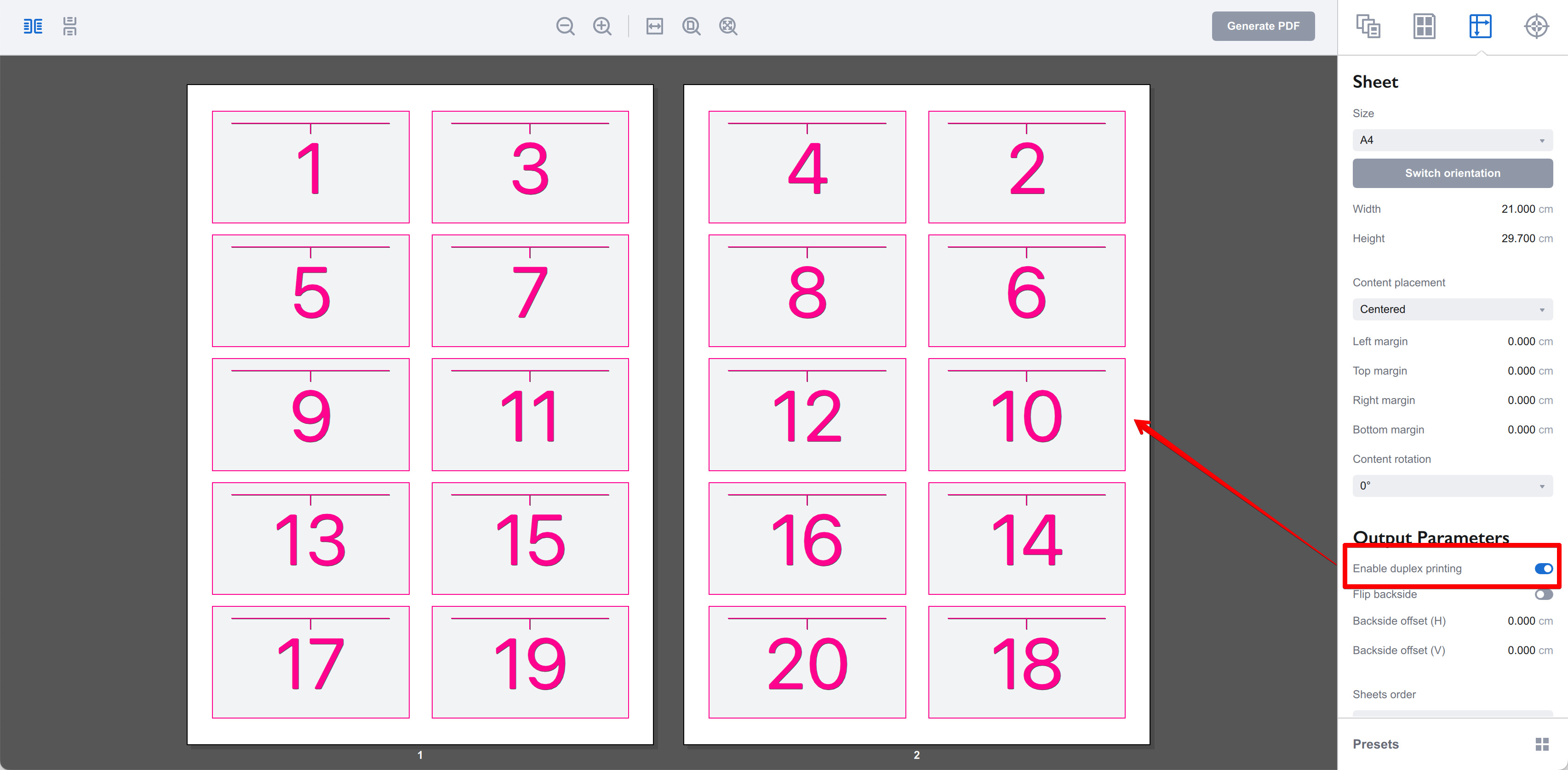 N-Up Imposition Layout in Imposition Wizard