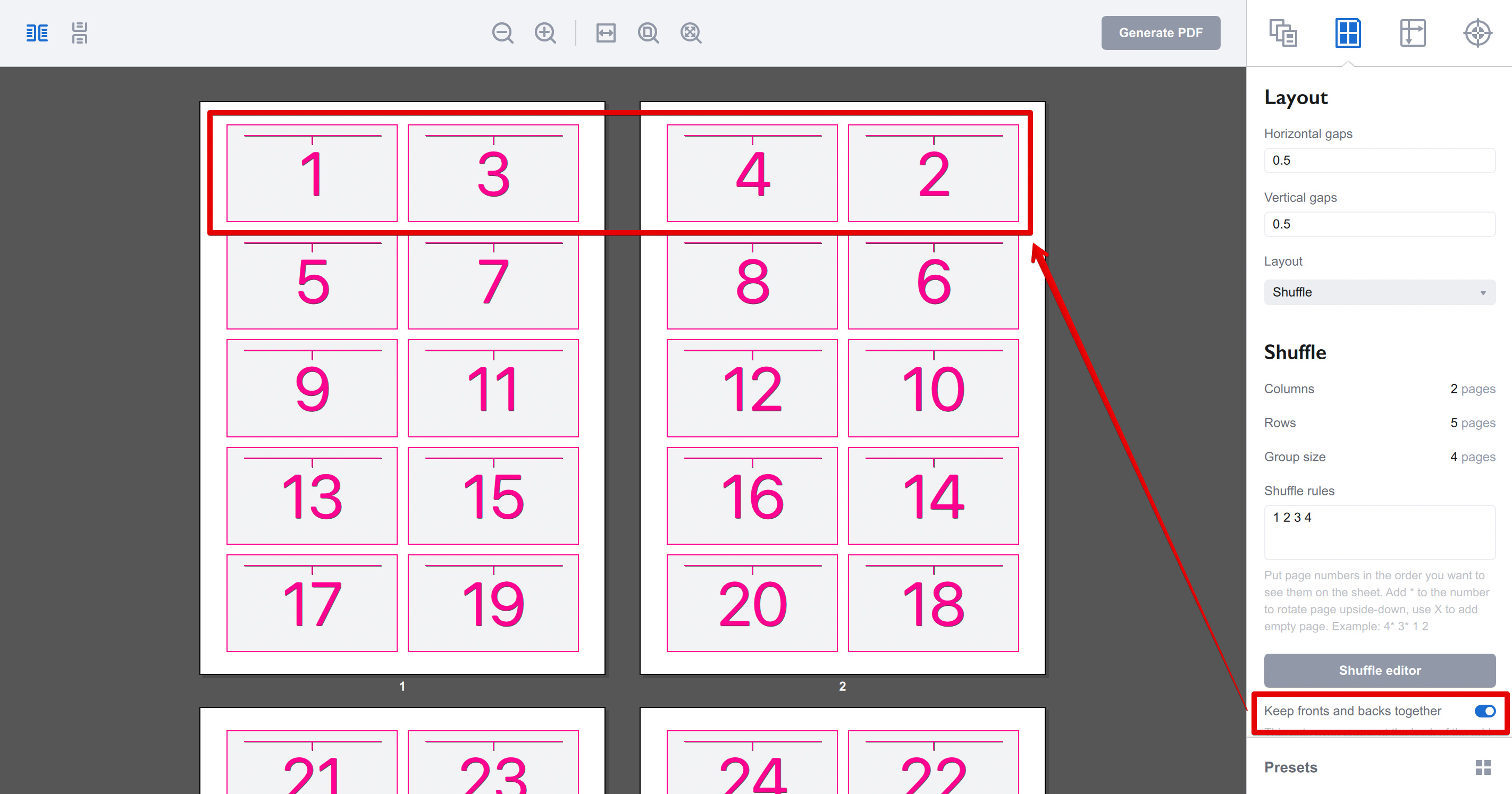 Shuffle Imposition Layout (Manual Imposition) in Imposition Wizard