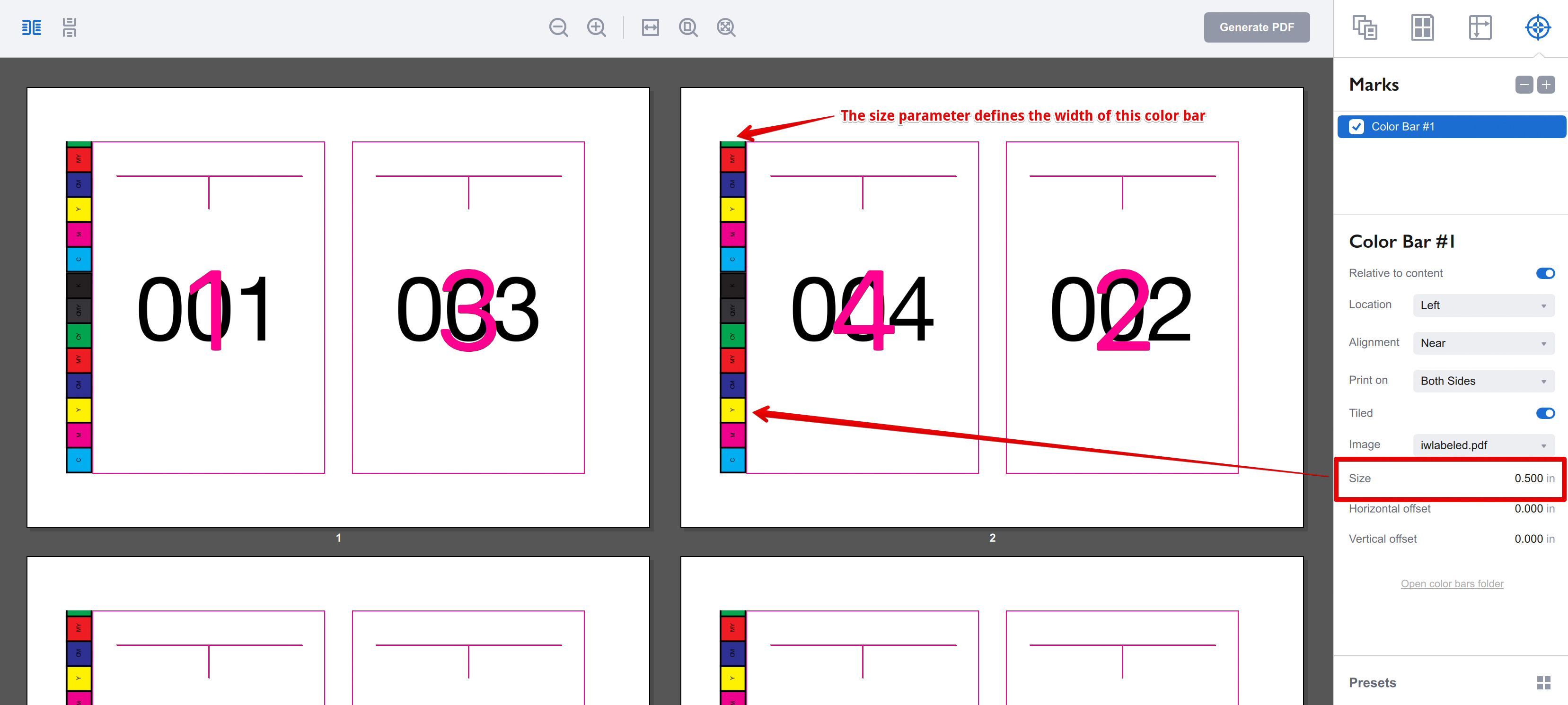 Using Color Bars in Imposition Wizard