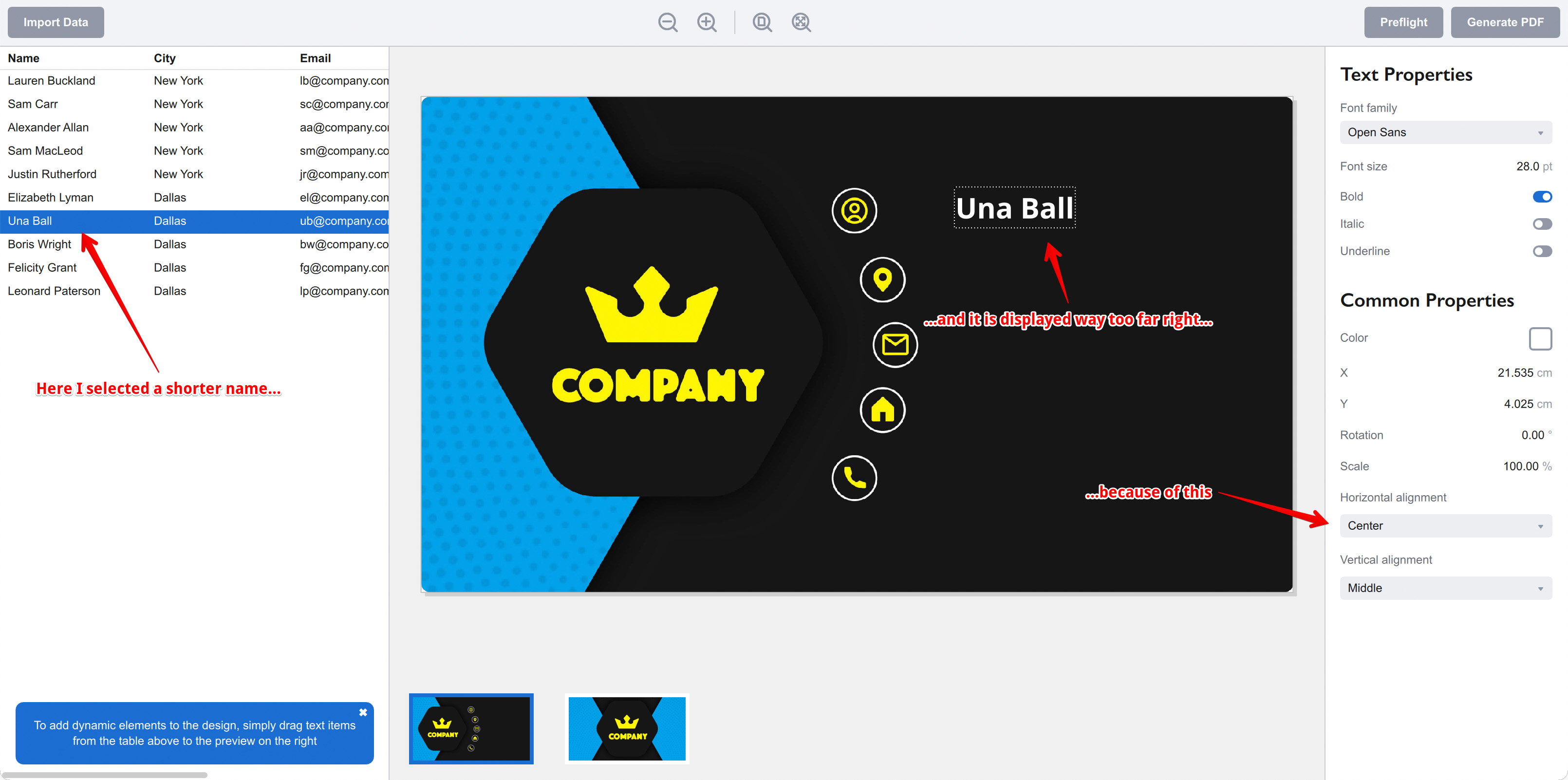 Batch Making Business Cards from PDF Template and Excel Data