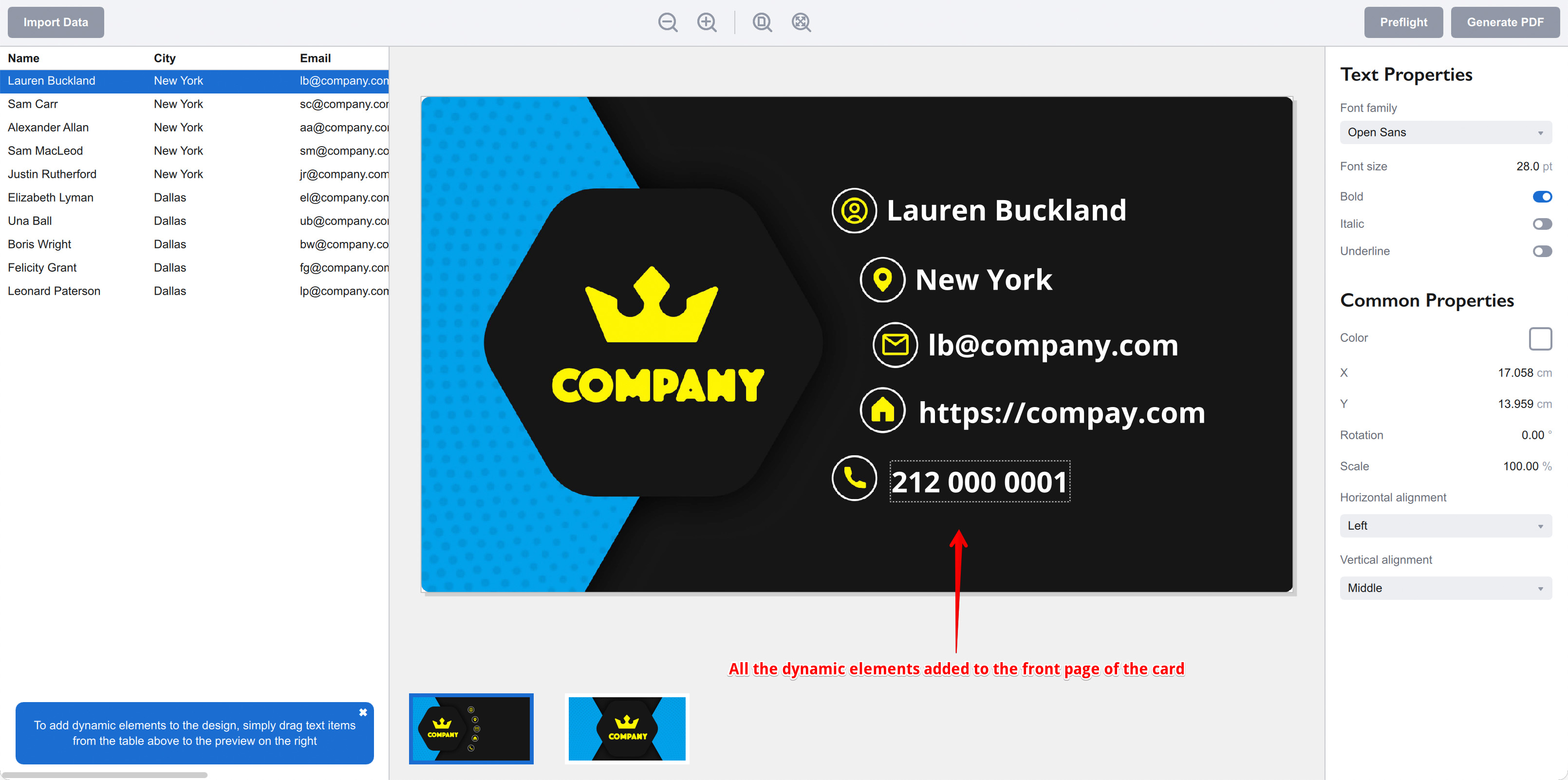 Batch Making Business Cards from PDF Template and Excel Data